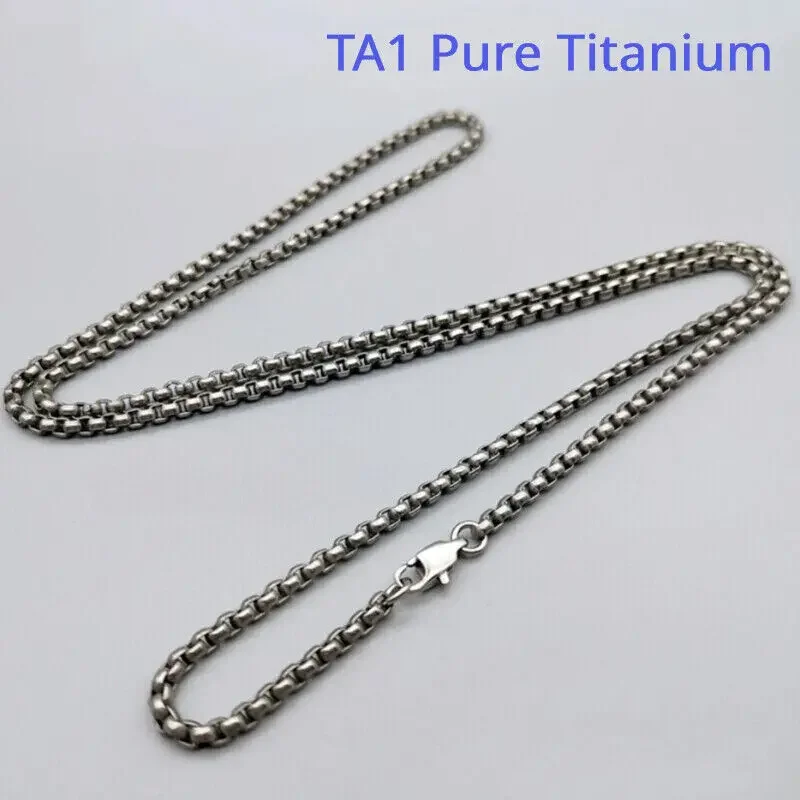 New-Pure-Titanium-Box-Chain-Necklace-3mm-Men-s-Unisex-Non-Allergic-Skin ...
