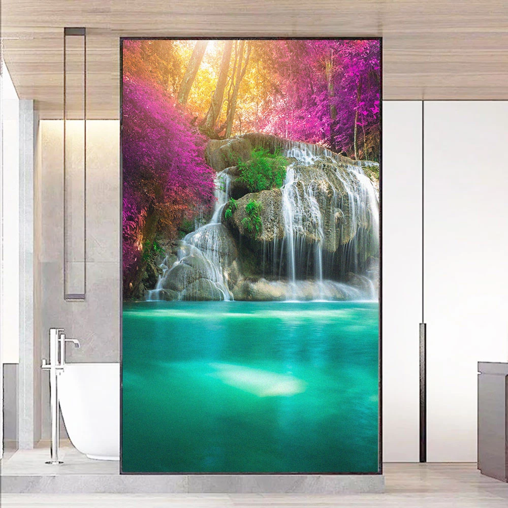 Waterfall Scenery Glass Window Film Frosted Privacy Glass Decal ...