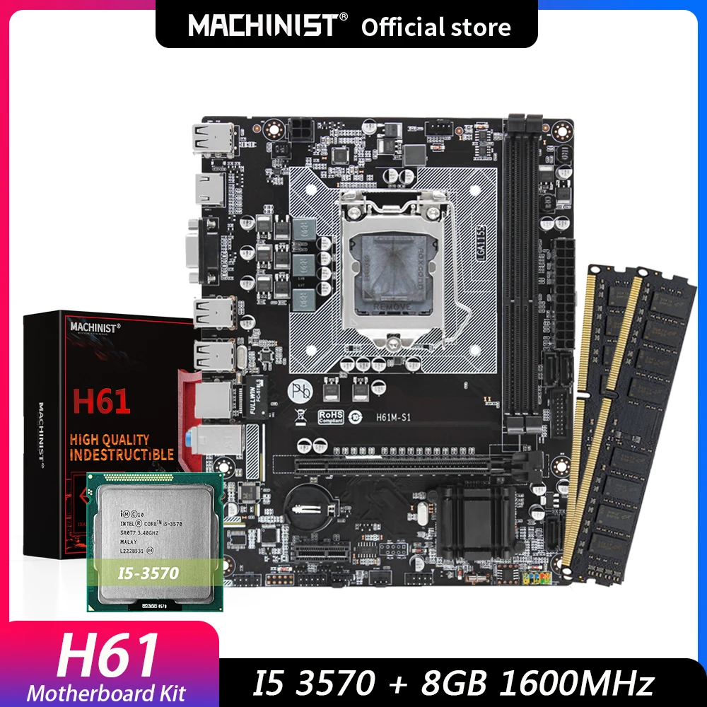 Kit Conjunto De Placa-mãe Machinista H61 Com Intel I5 3570 Lga 1155 Cpu ...