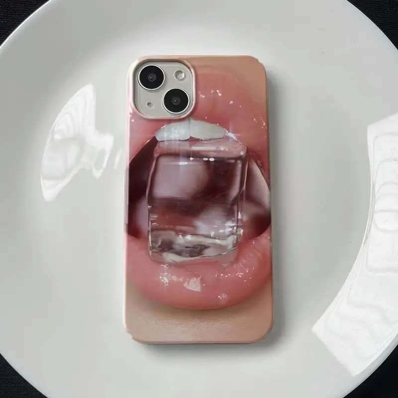 ins Wind mouth ice cubes Phone Case for iPhone 16 15 14 13 12 11 Pro ...