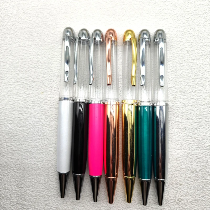 다채로운 충전 잉크 빈 튜브 볼펜, 플로팅 DIY 볼펜, 학교 사무실 파티 크리스마스 선물 액세서리, 20 개-Freehip.co.kr