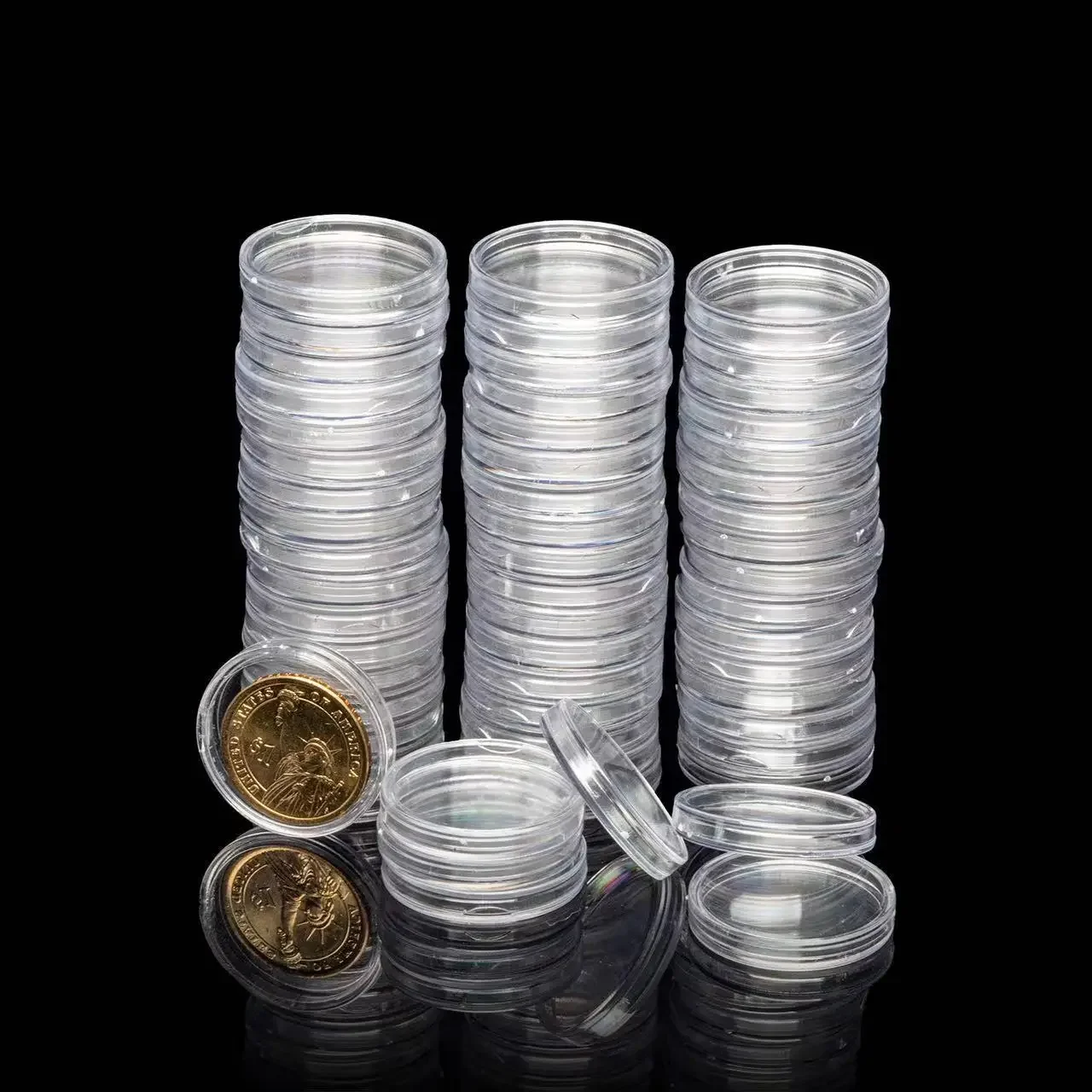 30/32/33/38/40/45/mm Coin Storage Box Clear Plastic Clear Plastic ...
