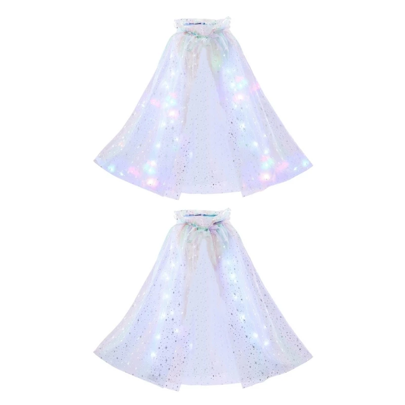LED Light Princess Cloak Kids Double Layered Tulle Cloak Roleplay ...