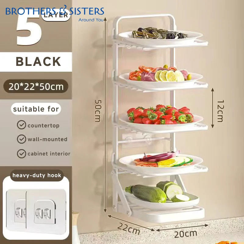 Household-five-layer-foldable-hot-pot-rack-multi-functional-wall-rack ...