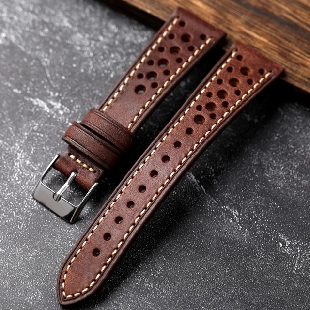 Handmade First Layer Cowhide Leather Watchban 18 19 20 22MM Ultra-Thin ...