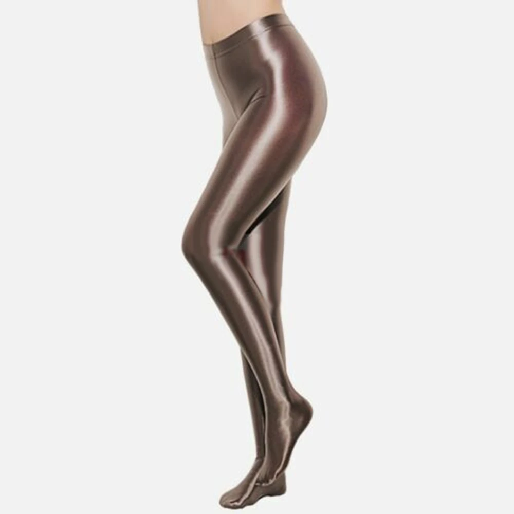 Men Women Satin Glossy Pantyhose Oil Shiny Sheer Stockings Nylons Tights Sissy Lingerie Hosiery ...