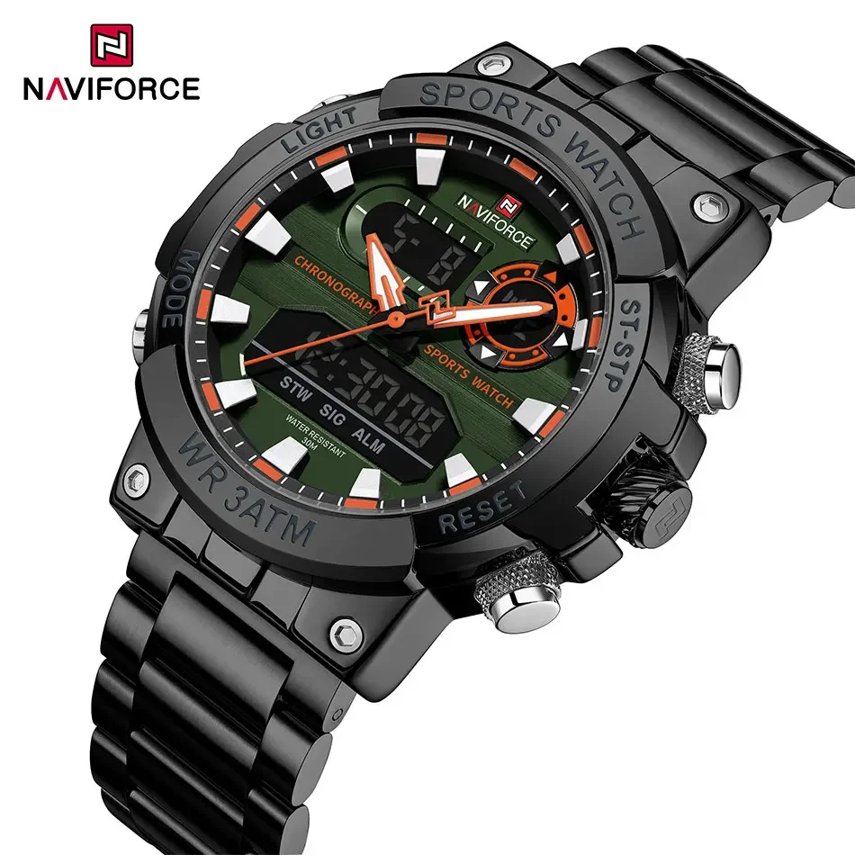 NAVIFORCE New Military Sports Mens Watches Top Brand Luxury Dual ...