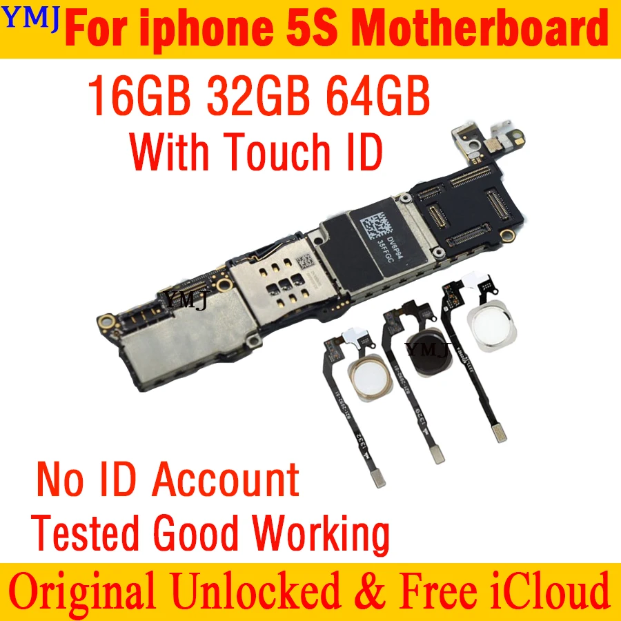 For-iphone-5S-Motherboard-16GB-32GB-64GB-Unlocked-Logic-Board-With ...
