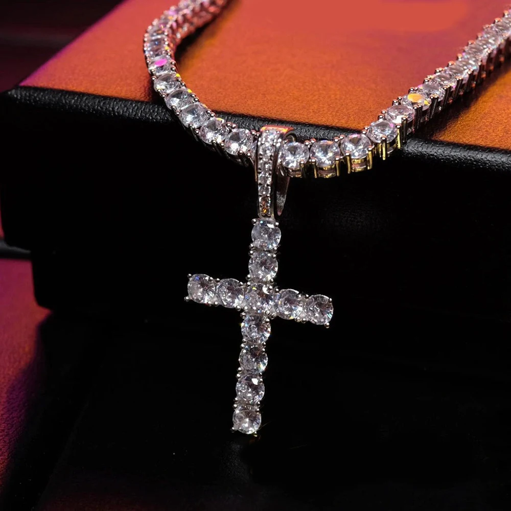 Fashion-Simple-Bling-Cross-Jewelry-Iced-Out-Cubic-Zirconia-Diamond-18k ...