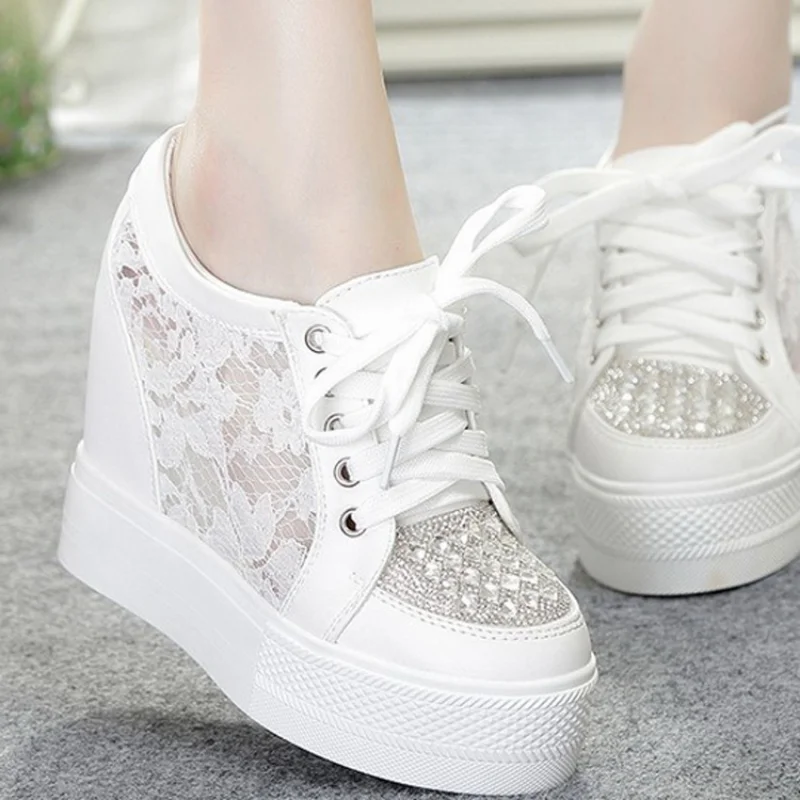 2021 Summer Autumn White Hidden Wedge Heels Casual Shoes Woman Platform ...