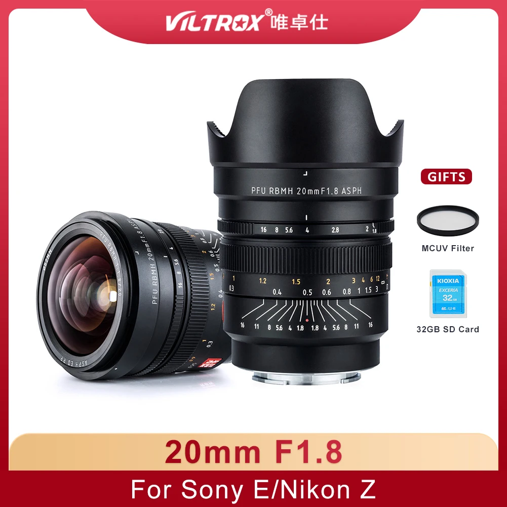 VILTROX 20mm F1.8 Full Frame grande angular Prime foco fixo lente de ...