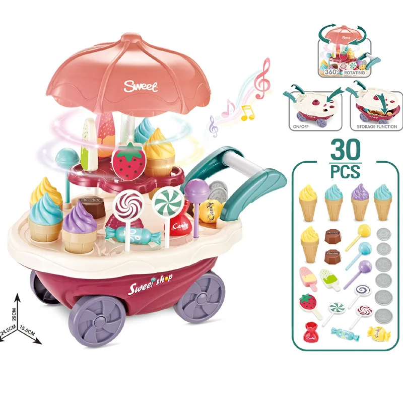 Kids-Kitchen-Play-Toys-Ice-Cream-Candy-Trolley-House-Ice-Cream-Push-Up ...