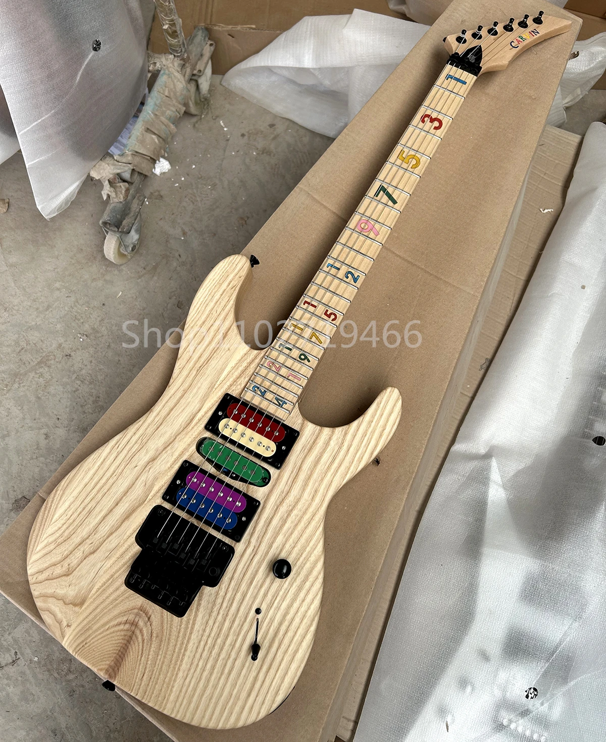 Factory Natural Wood Color 6 Strings Electric Guitar Ash Body Maple ...