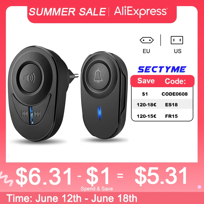 Sectyme Intellige Wireless Doorbell Outdoor Waterproof Smart Home Door ...