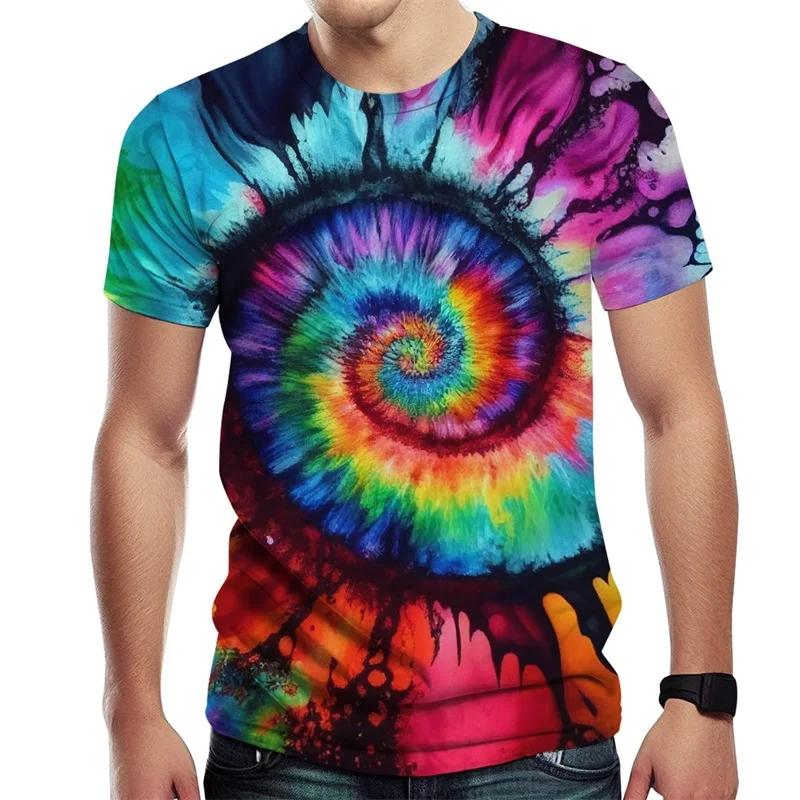 3d-Novelty-Tie-Dye-Style-T-Shirts-For-Men-Short-Sleeves-Spiral-Streak ...