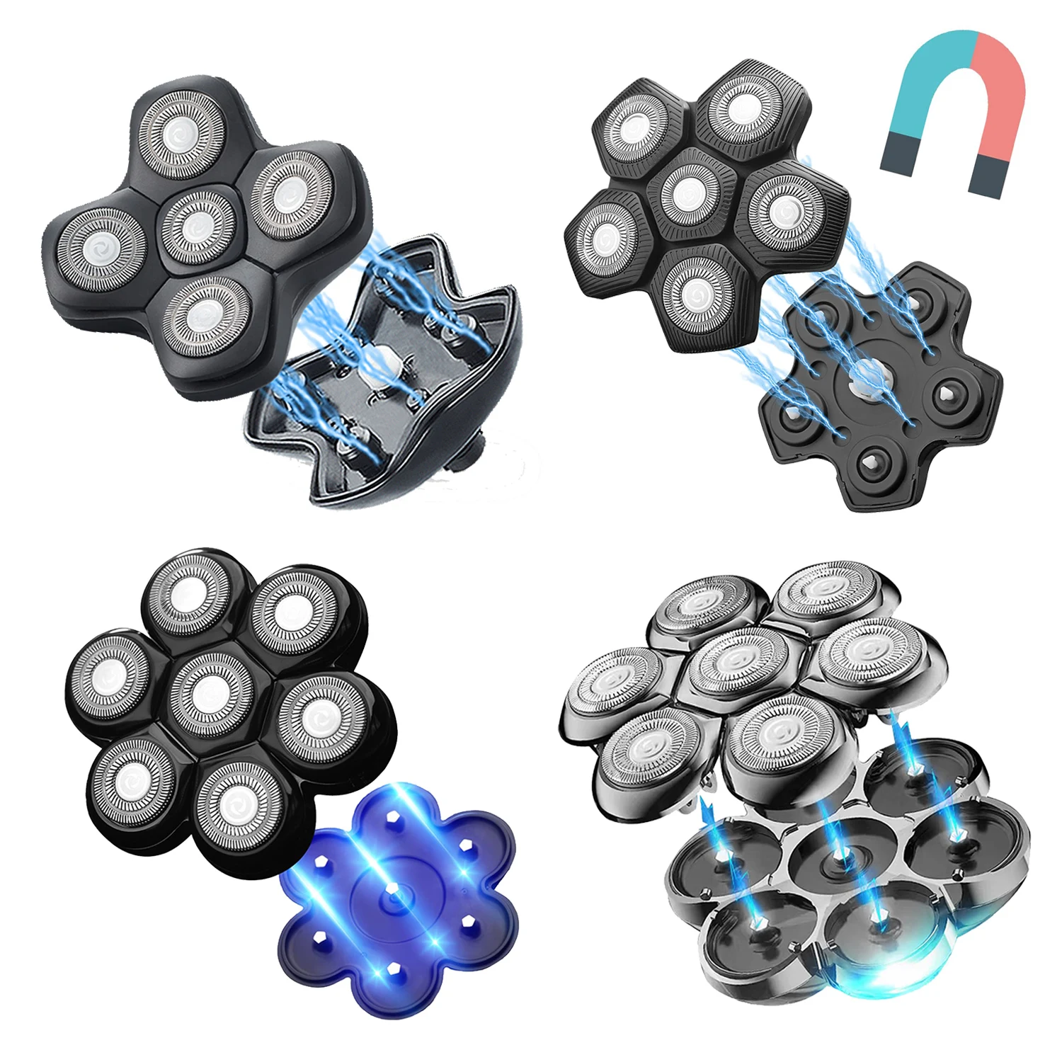 WAHFOX-Universal-Magnetic-Blade-Head-Shaver-Replacement-Blades-For ...