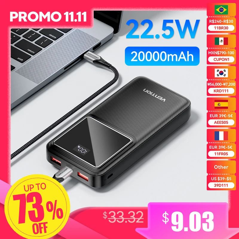 Vention-22-5W-Power-Bank-Fast-Charge-20000mAh-Portable-PowerBank-for ...