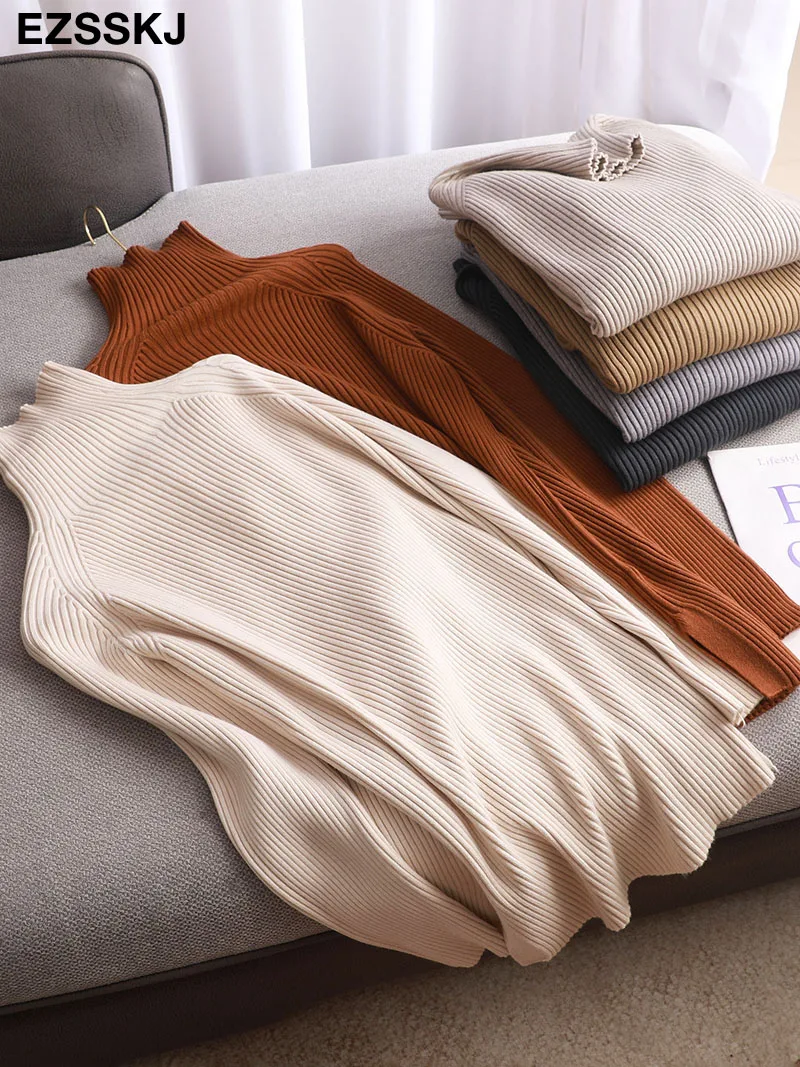 long-thick-basic-Autumn-Winter-highneck-Sweater-pullovers-Women-loose-turtleneck-Sweater ...