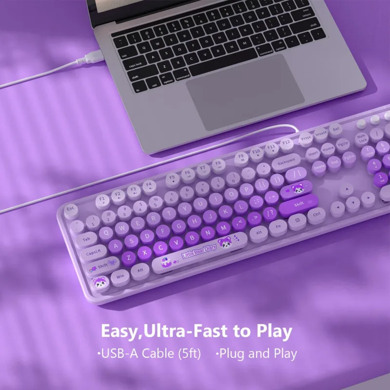 MOFII Wired Keyboard, 104 Keys Full-Sized Typewriter, Colorful Office ...