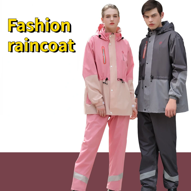 Outdoor-Cycling-Mountaineering-Reflective-Raincoat-Set-for-Men-and ...