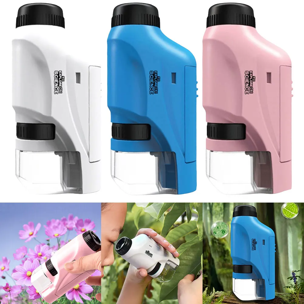 Handheld-Microscope-Kit-Lab-LED-Light-60X-120X-Home-School-Biological ...