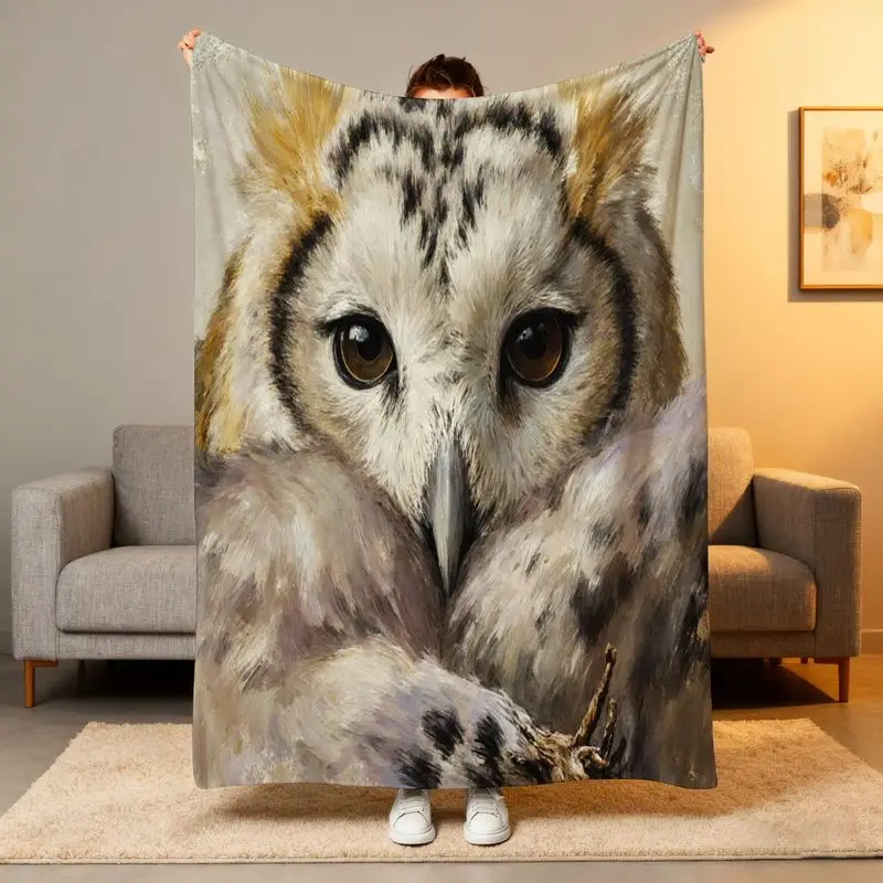 Elegant Owl Fleece Blanket - Realistic Face All-Season Animal Lover ...