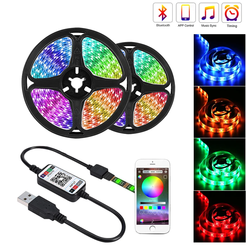1m 2m 3m 4m 5m Bluetooth Tv Light 5v Usb 4pin 5050 Rgb Led Strip Light ...
