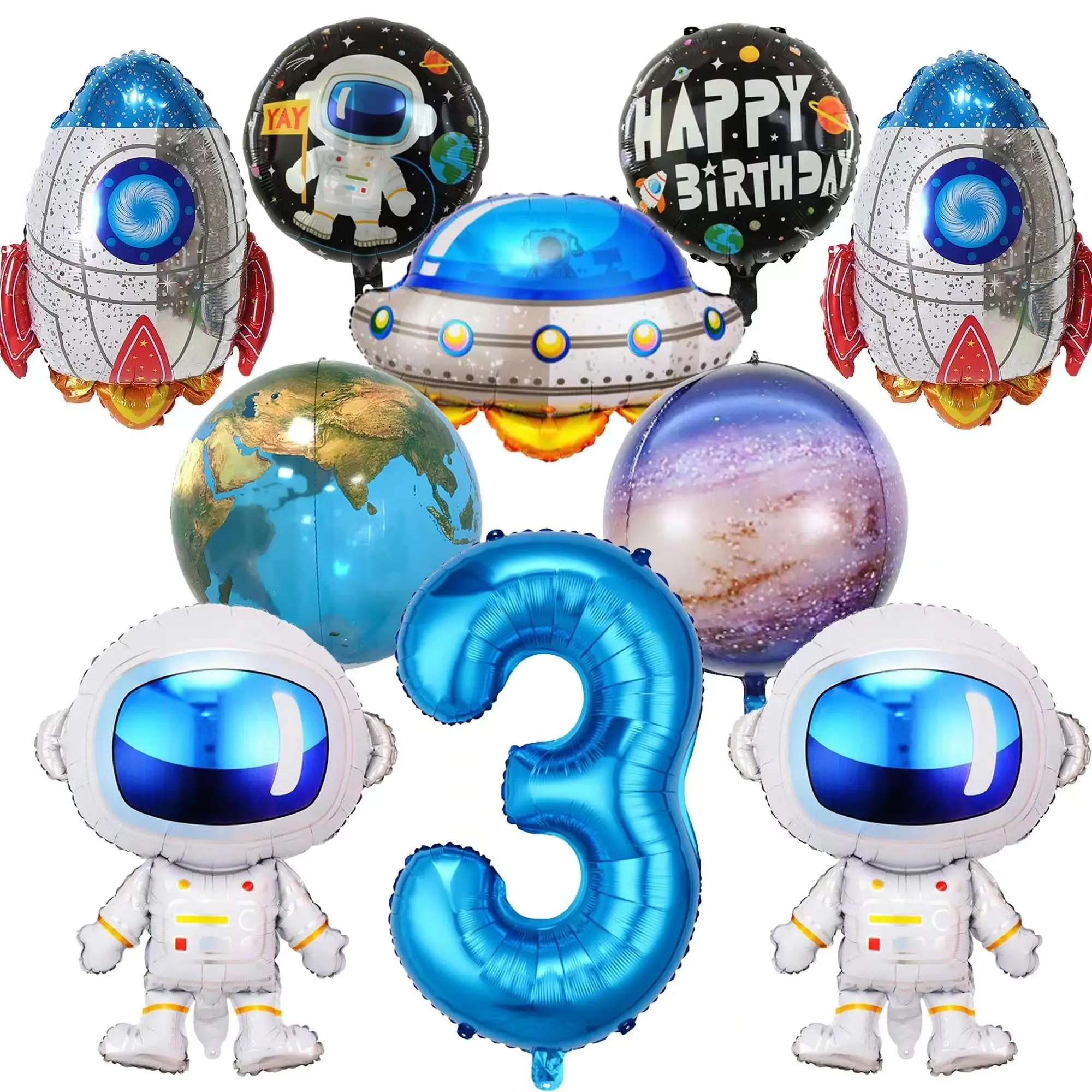 Birthday Party Decoration Balloon Astronaut Rocket Satellite Space ...