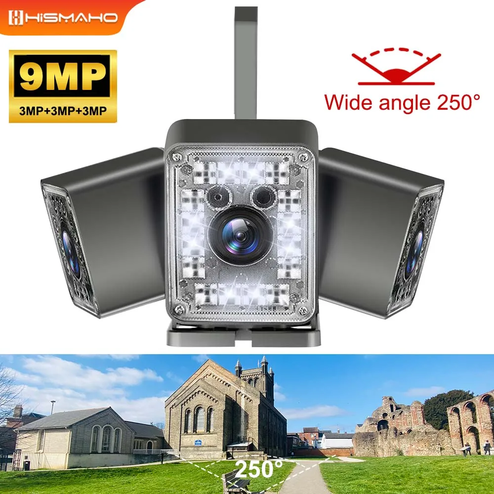 9MP-IP-Camera-Three-lens-WiFi-Mini-Outdoor-250-Wide-Angle-Monitor ...