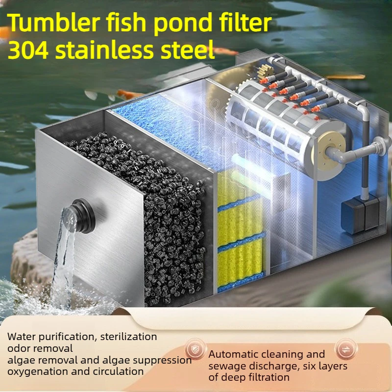 Stainless Steel Fish Pond Filter Rotary Drum Microfilter Water ...