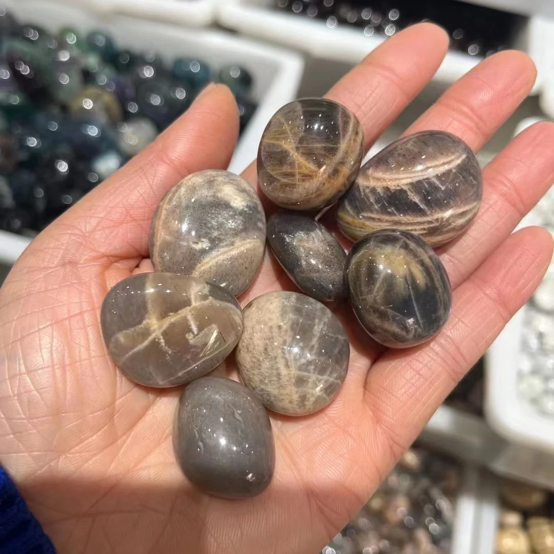 1500g/bag Quality Natural Prehnite Polished Rolling Stone Black ...