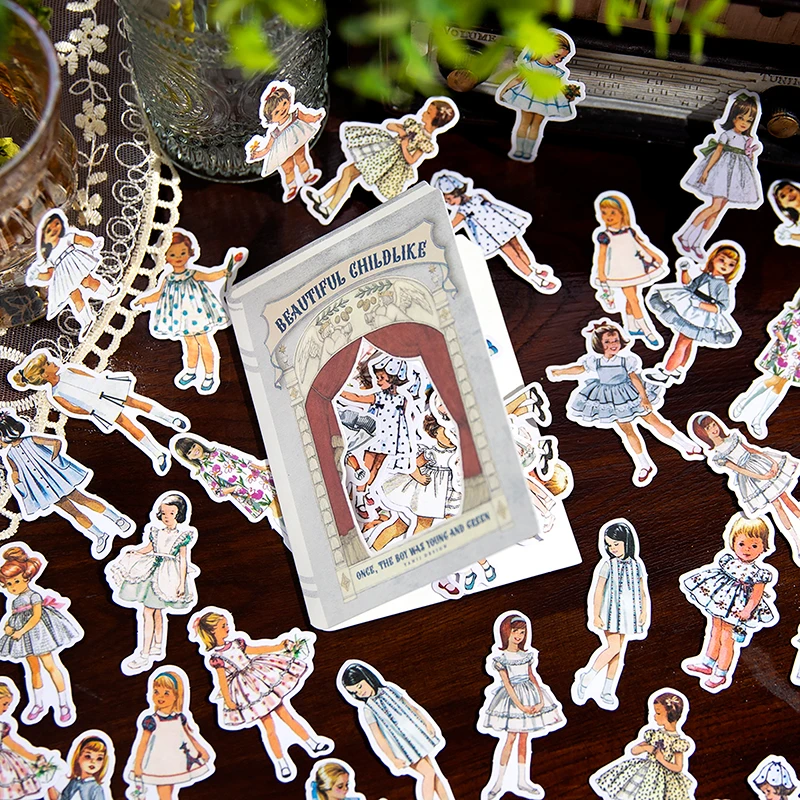 40Pcs-Cute-Children-Vintage-Kids-Sticker-Pack-DIY-Diary-Junk-Journal ...