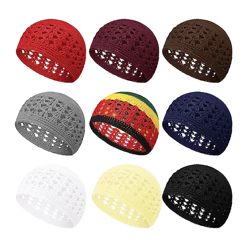 New-Kufi-Cap-Solid-Cotton-Women-Men-Prayer-Hats-Islamic-Islamic-Beanie ...