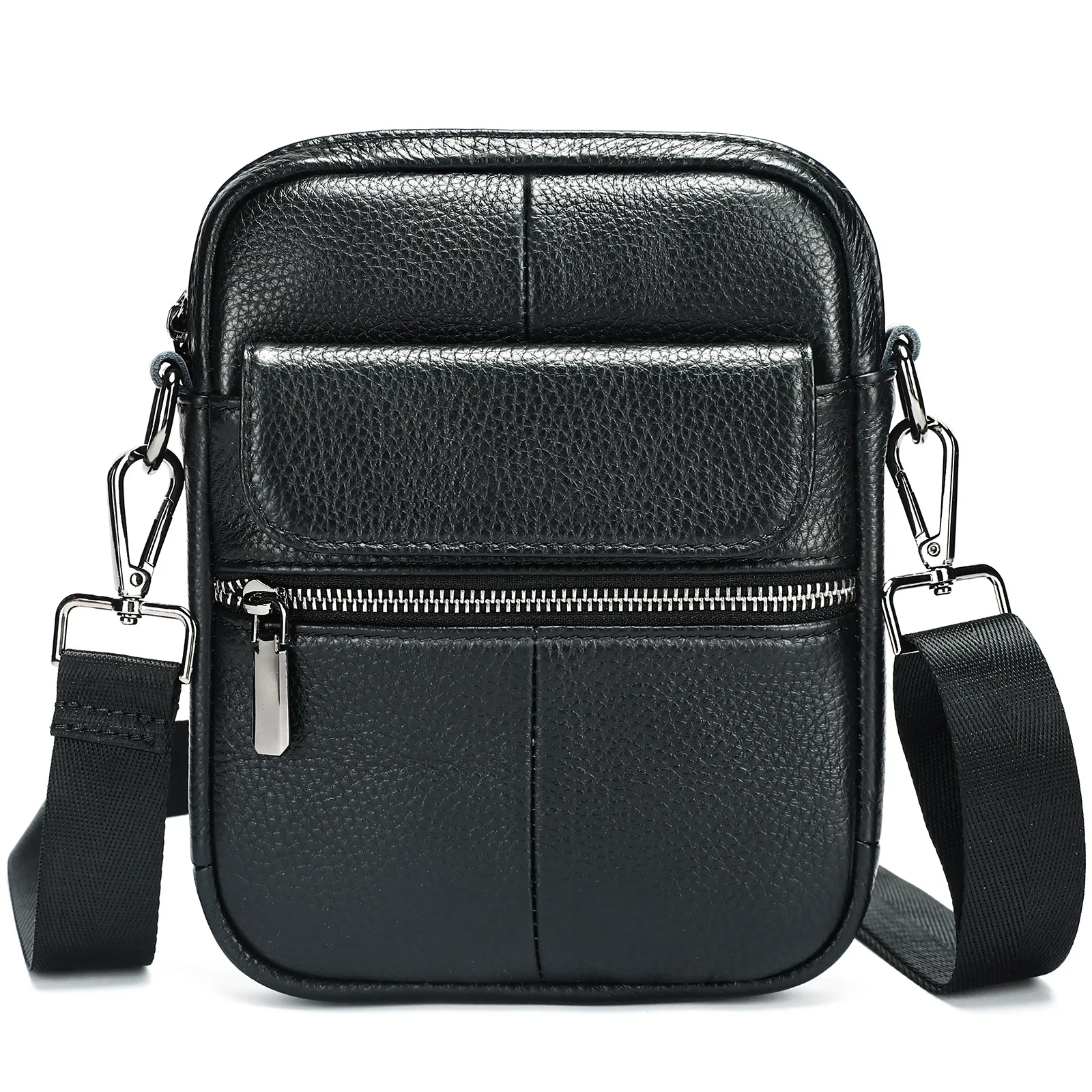 Men's Genuine Leather Crossbody Bag High Quality Zipper Pocket Retro ...