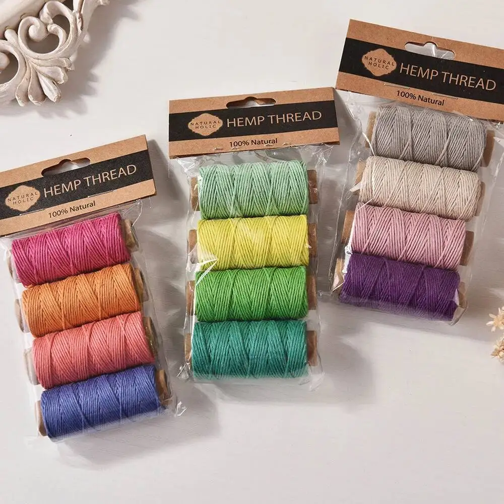 4 Rolls/set 0.8mm 20Yard/roll 100% Natural Jute Waxed Cotton Thread for ...