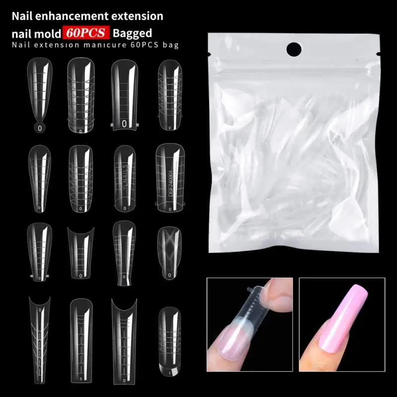 60pcs-Nail-Mold-Set-Full-Cover-Nail-Extension-Tip-Acrylic-Top-Forms ...
