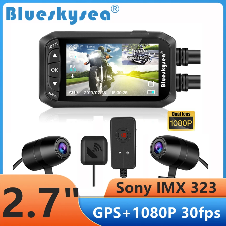 Blueskysea Dv128 Motorcycle Dash Cam Dual Lens Camera Full Hd 1080p Dvr ...