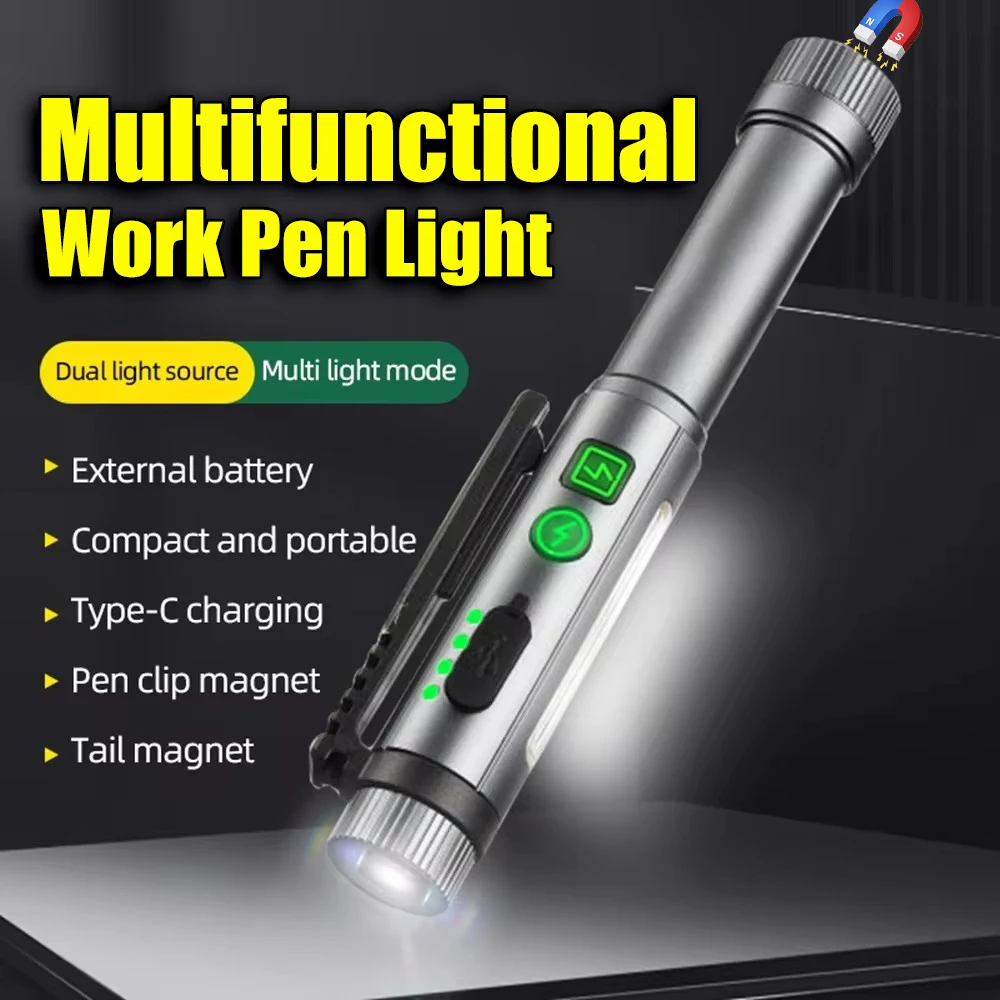 Powerful-LED-Pen-Flashlight-Multifunctional-Aluminum-Alloy-Torch-Built ...