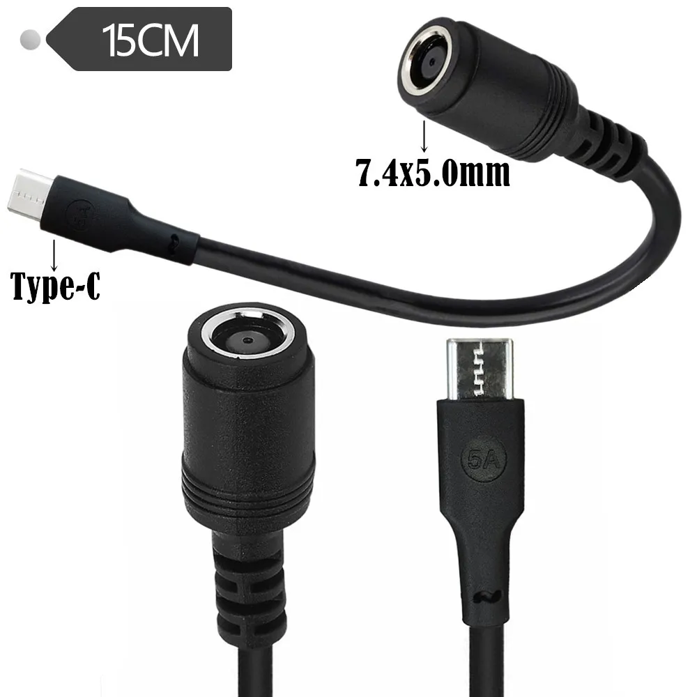 15cm-Type-C-Male-To-DC-7-4x5-0mm-Female-Power-Cord-Cable-Laptop-Adapter ...