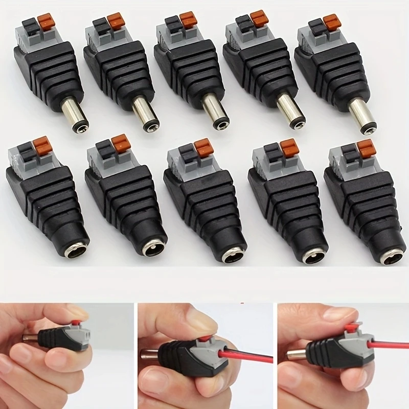 1-par-de-conectores-macho-y-hembra-CC-adaptador-de-toma-de-corriente-CC ...