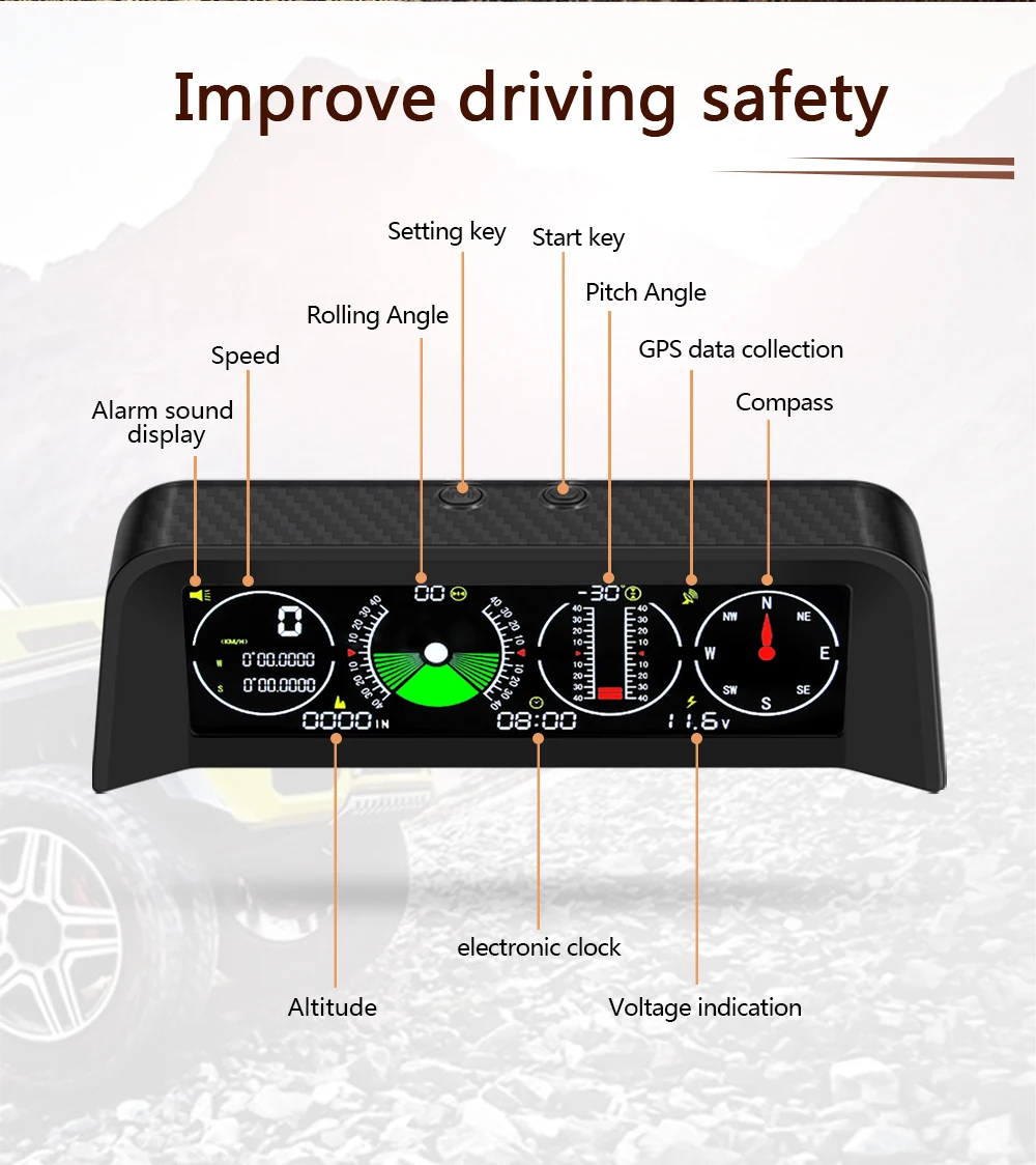 ALicar X90 Vehicle Smart Horizontal slope meter Off-road Inclinometer ...