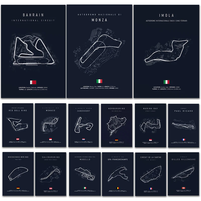 Imola-Monaco-Track-circuito-lienzo-pintura-F1-arte-n-rdico-carteles-e ...