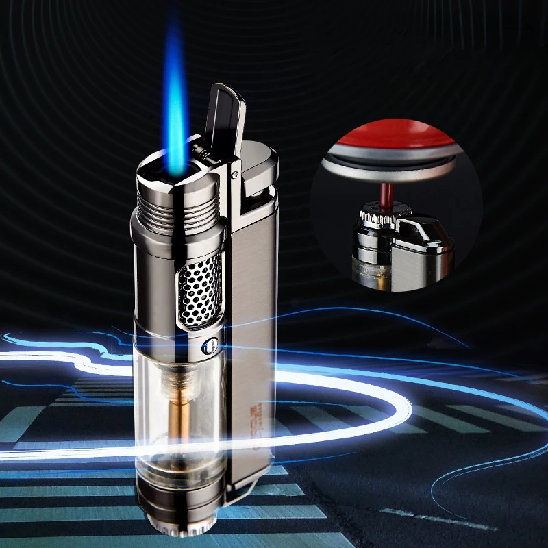 Blue-Flame-Windproof-Inflatable-Creative-Lighter-Transparent-Air ...