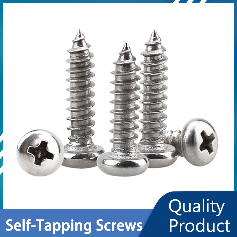 M2 M3 M4 M5 M6 304 Stainless Steel Phillips Cross Small Screws Round Pan Head Self Tapping Screw ...