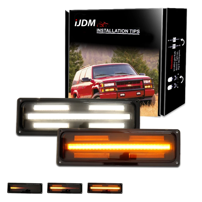 iJDM-Switchback-Amber-Yellow-LED-Front-Turn-Signals-Lamp-For-200GMC ...