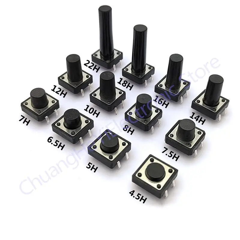 20Pcs-12x12mm-Height-10mm-Panel-PCB-Momentary-Tactile-Tact-Mini-Push ...
