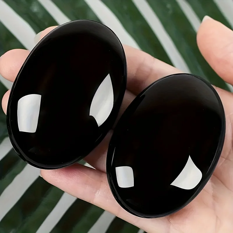 Natural Obsidian Crystal, Elliptical Chakra Trouble Stone, Energy ...