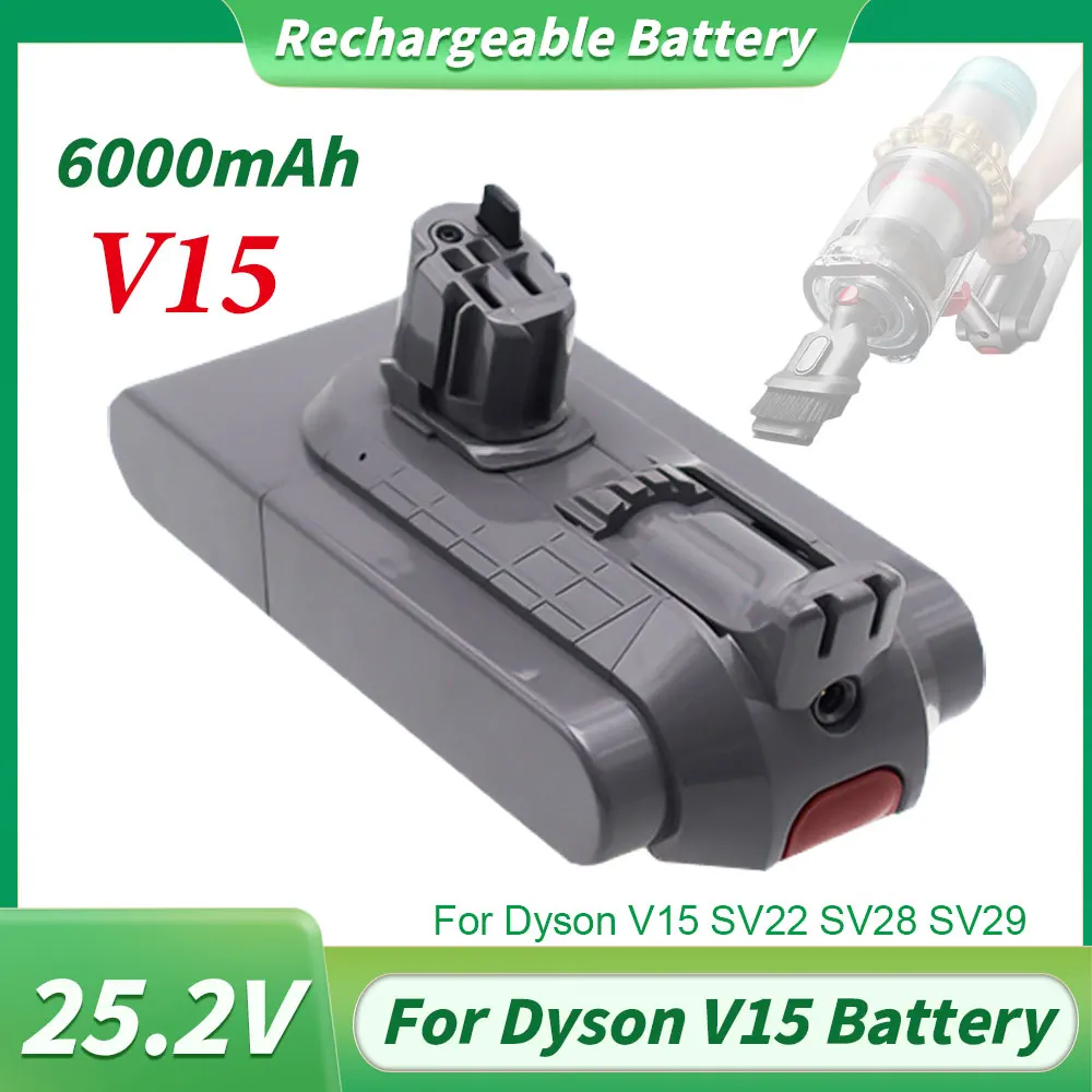 25.2V 6000mAh Battery for Dyson V15 Vacuum Cleaner Compatible Models ...