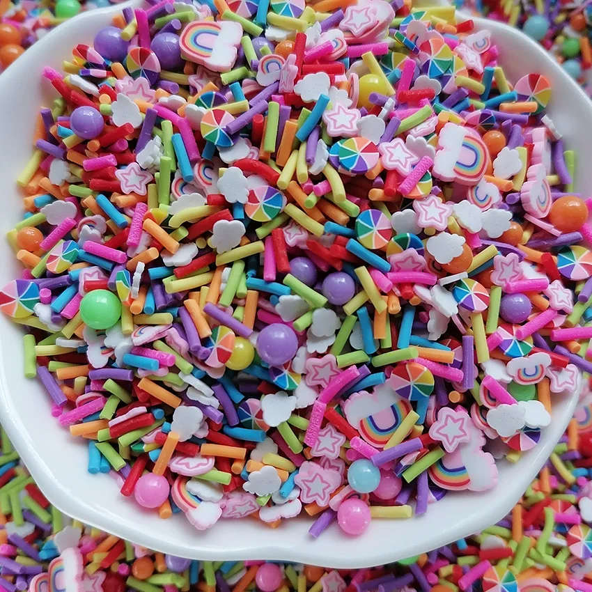 500g/200g DIY Craft Slime Sprinkles Plastic Beads Rainbow Cloud Candy ...