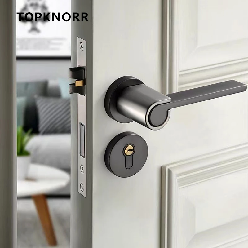 Modern-Bedroom-Silent-Door-Lock-Room-Nordic-Very-Simple-Black-Gray ...
